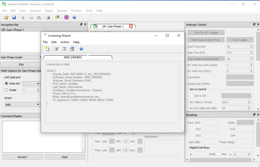Venable Instruments I Frequency Response Analyzer, Software, and